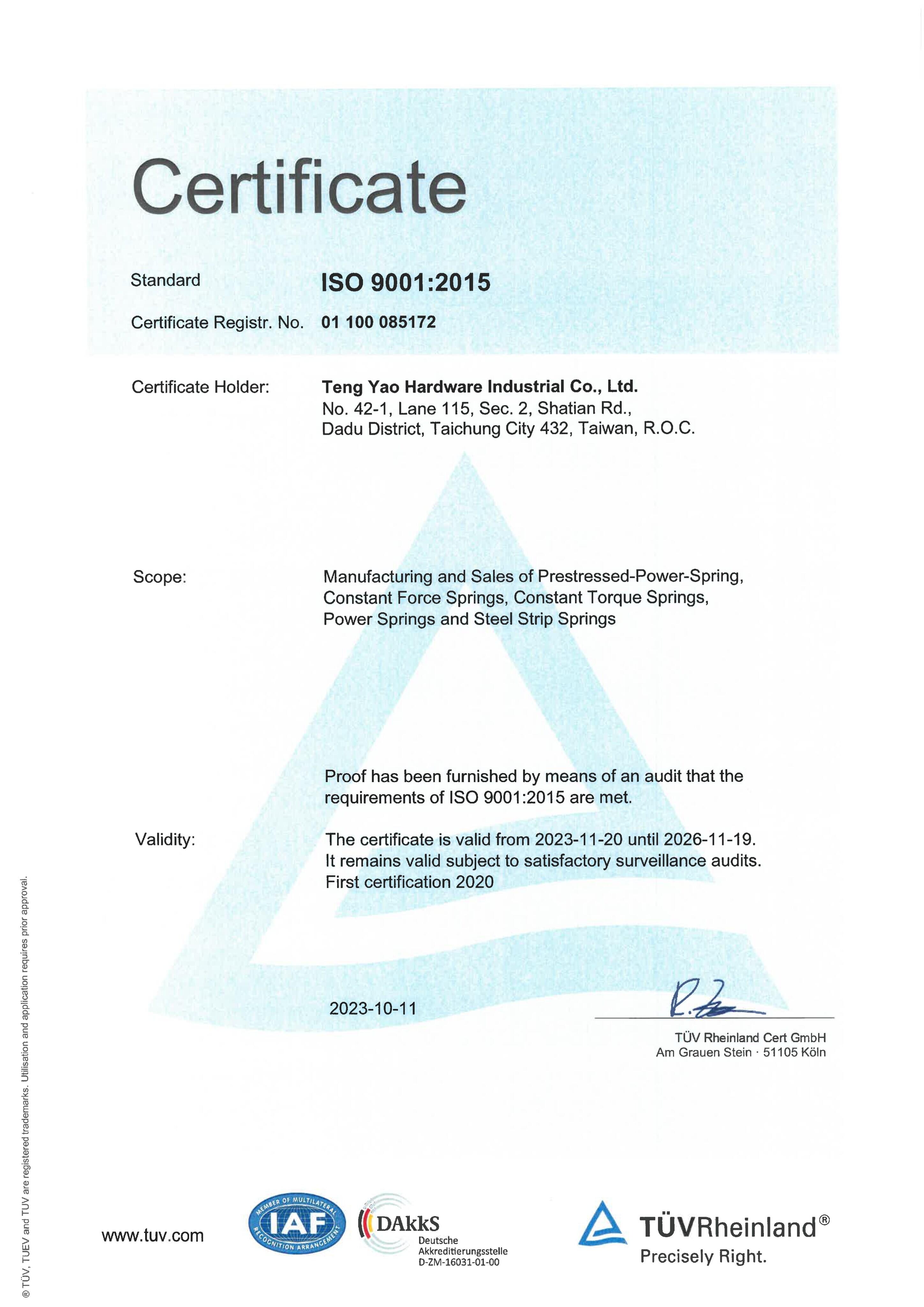 Certificate - Teng Yao